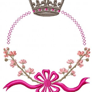 Sakura Wreath Bow and Crown Monogram Frame / Monogram Frame Machine ...