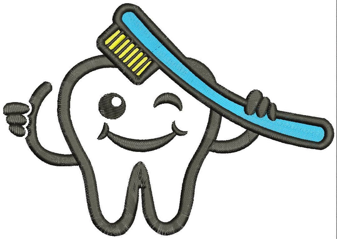 Tooth and Toothbrush Embroidery Design - Etsy