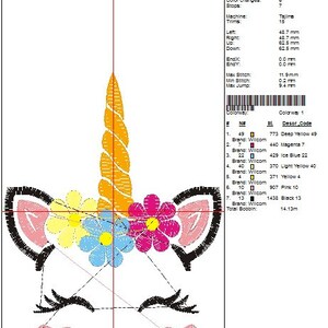 Unicorn Face Head Embroidery Machine Embroidery Design, Instant ...
