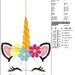 Unicorn Face Head Embroidery Machine Embroidery Design, Instant ...