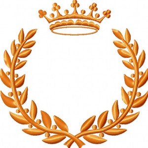 Royal Crown and Laurel Wreath Machine Embroidery Design - Etsy