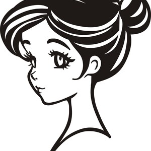 Girl Princess Head Silhouette Design SVG. Dxf, PNG. EPS. Jpg Big Size ...