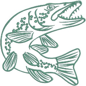 Pike Fish Machine Embroidery Design, Instantly Download - Etsy