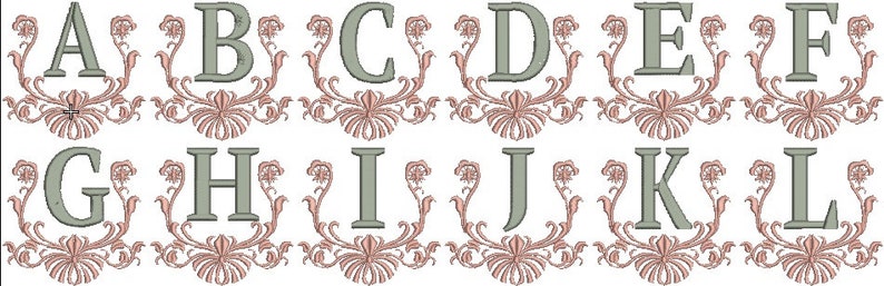 Victorian Pattern Font / Monogram Alphabet Machine Embroidery | Etsy