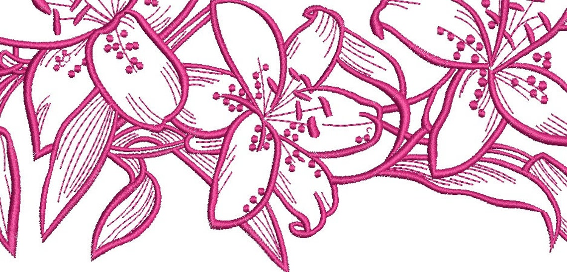 Bouquet Lilies Machine Embroidery Design - Etsy