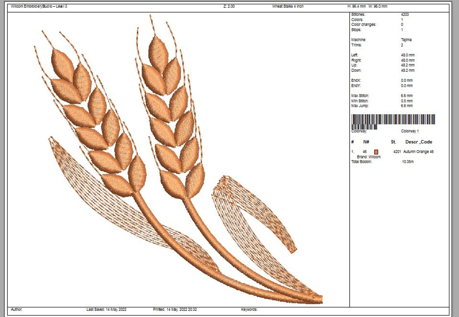 Wheat Stalks Machine Embroidery Design digital File. - Etsy