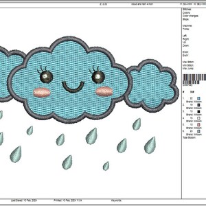 Cloud and Rain Machine Embroidery Design - Etsy