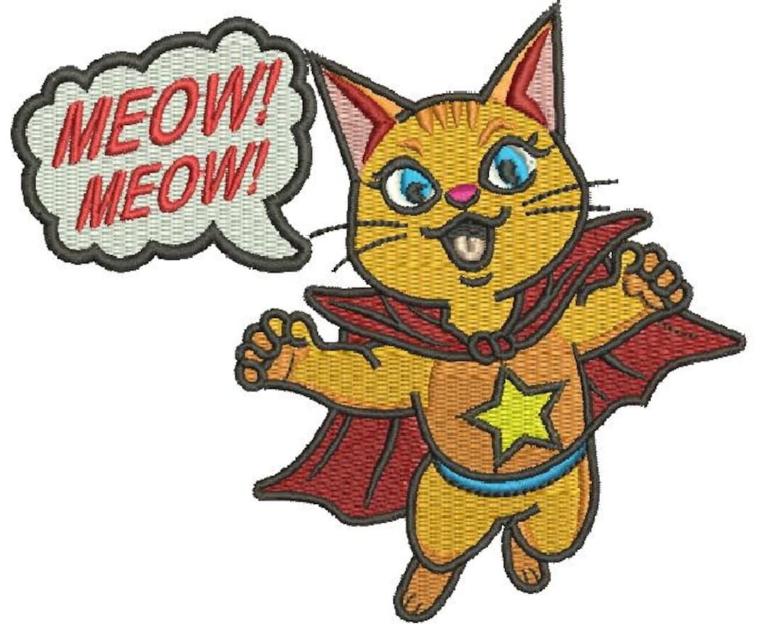 Super Cat Meow Machine Embroidery Designs, Instantly Download - Etsy