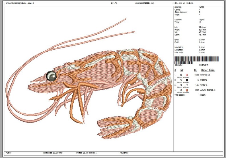 Shrimp Machine Embroidery Design Shrimp Embroidery Pattern - Etsy
