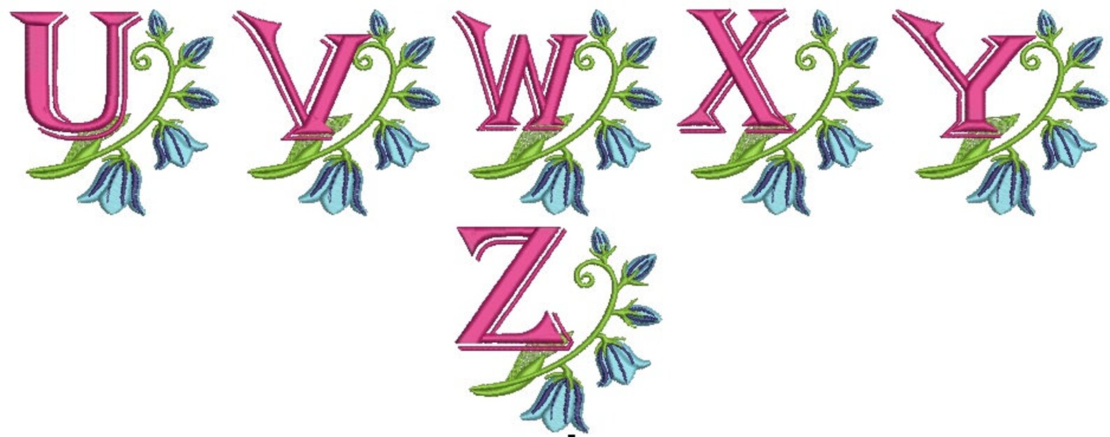 Blue Bell Flowers Font / Monogram Alphabet Machine Embroidery Design ...