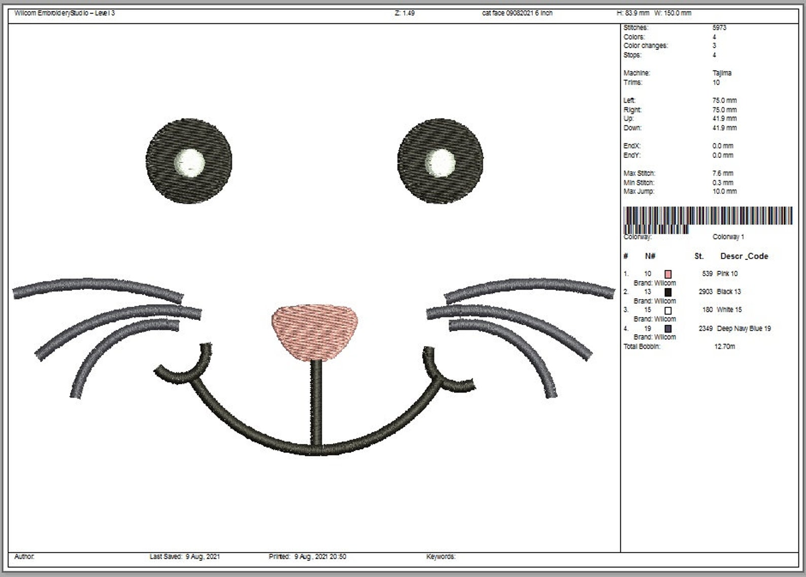 Cat Face Machine Embroidery Designs, Instantly Download - Etsy