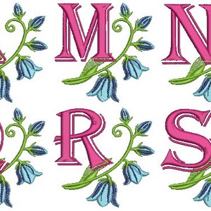 Blue Bell Flowers Font / Monogram Alphabet Machine Embroidery Design ...