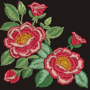 Wild Rose Flower Corner Rose Corner Machine Embroidery Design - Etsy