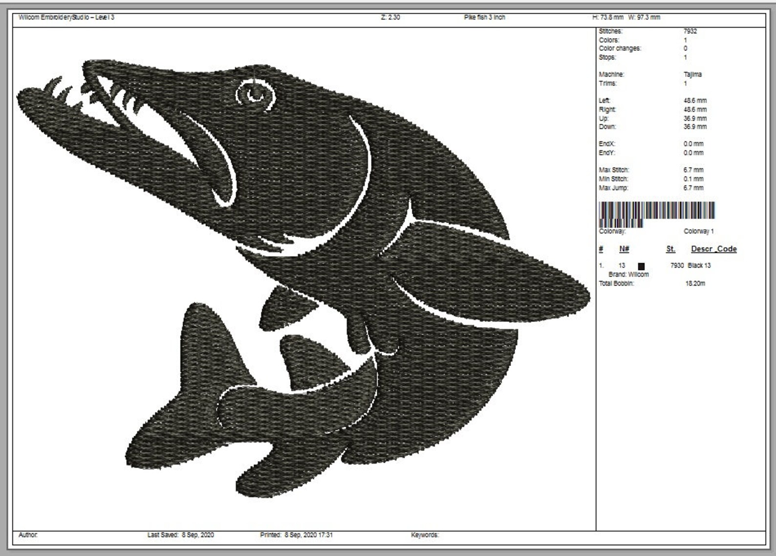 Pike Fish Machine Embroidery Design Instantly Download - Etsy