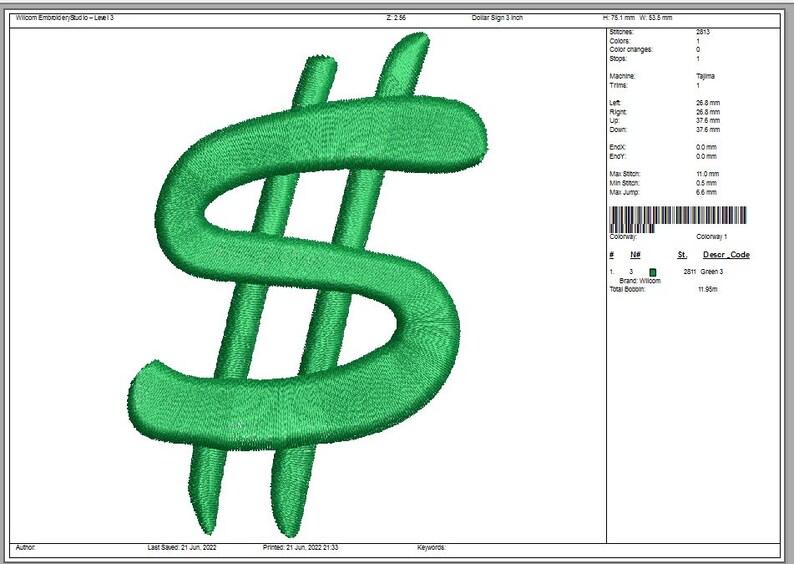 Dollar Sign Machine Embroidery Design Instantly Download - Etsy