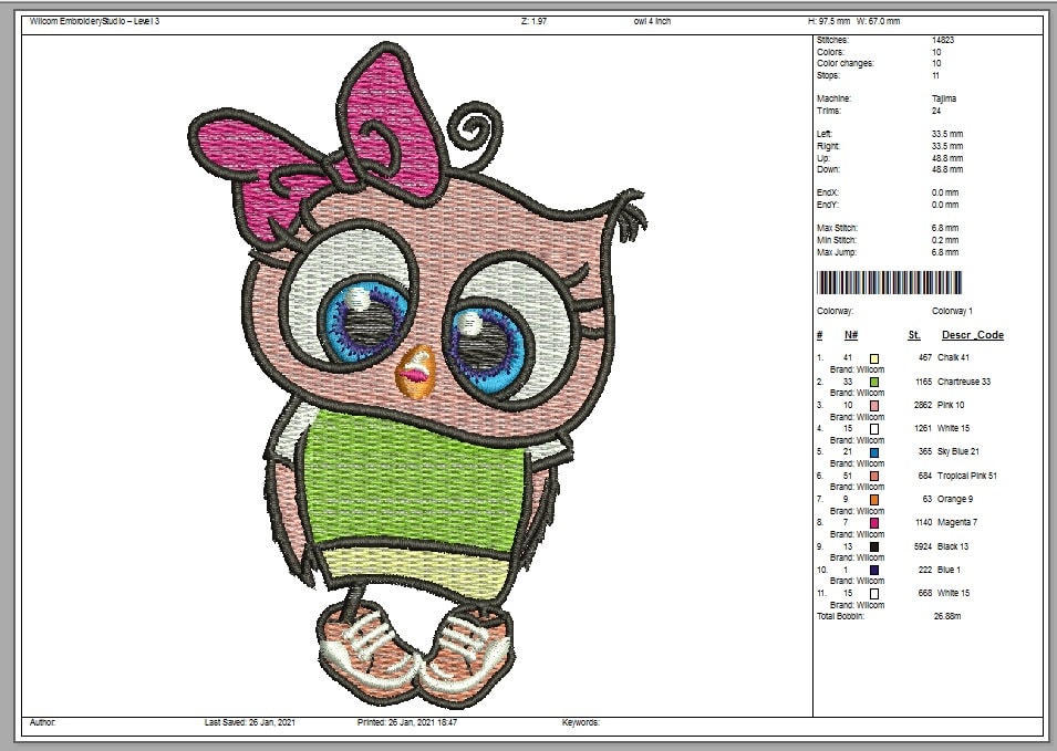 Stickdatei Eule Stickdatei sofort download | Etsy