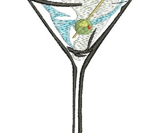 Retro Cocktail Shaker Machine Embroidery Design, Martini Glass ...