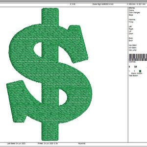 Dollar Sign Machine Embroidery Design Instantly Download - Etsy