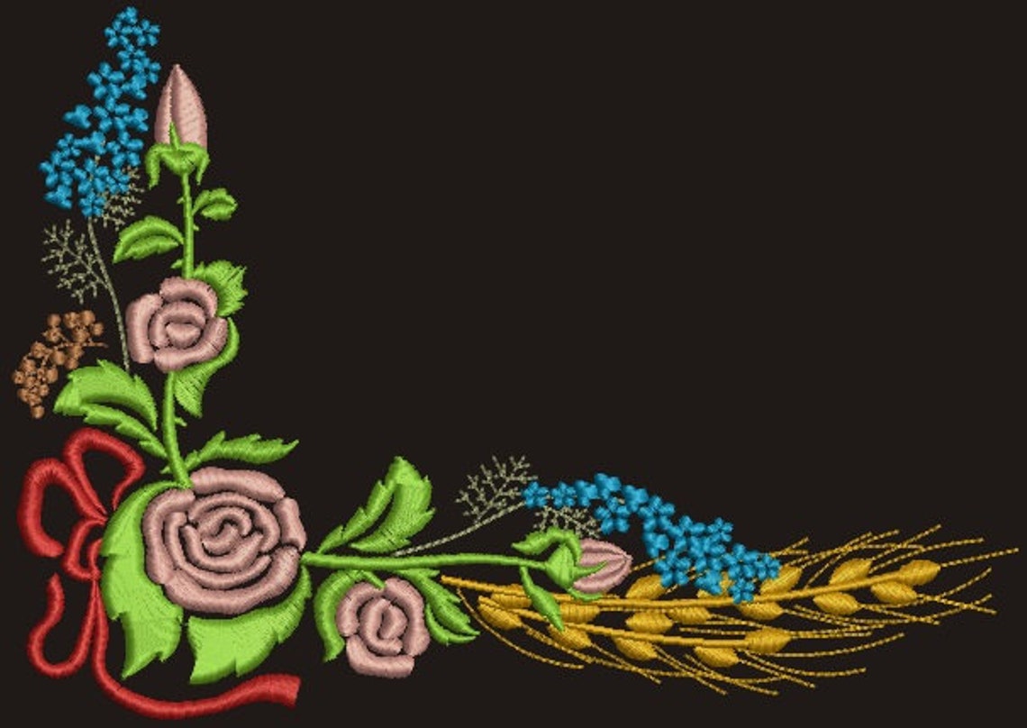 Flower Corner Dogrose Flowers Fruits Golden Spikelets and | Etsy