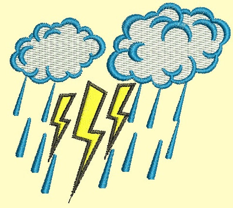 Clouds and Lightning Machine Embroidery Designs Instantly | Etsy