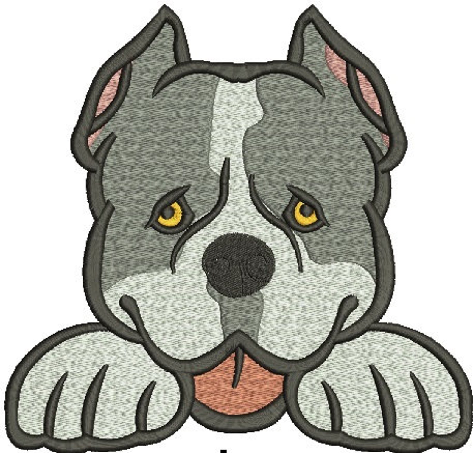Pitbull Peeking Dog on Pocket Machine Embroidery Design - Etsy