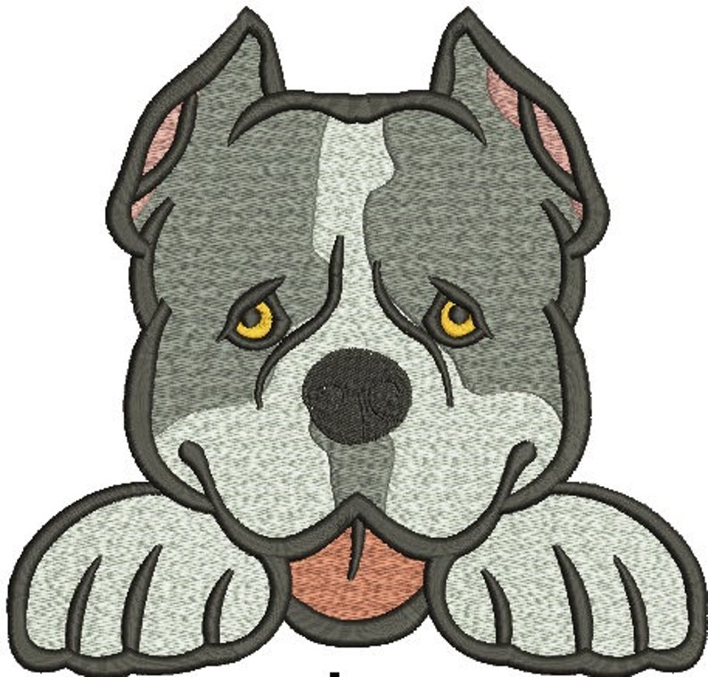 Pitbull Peeking Dog on Pocket Machine Embroidery Design - Etsy