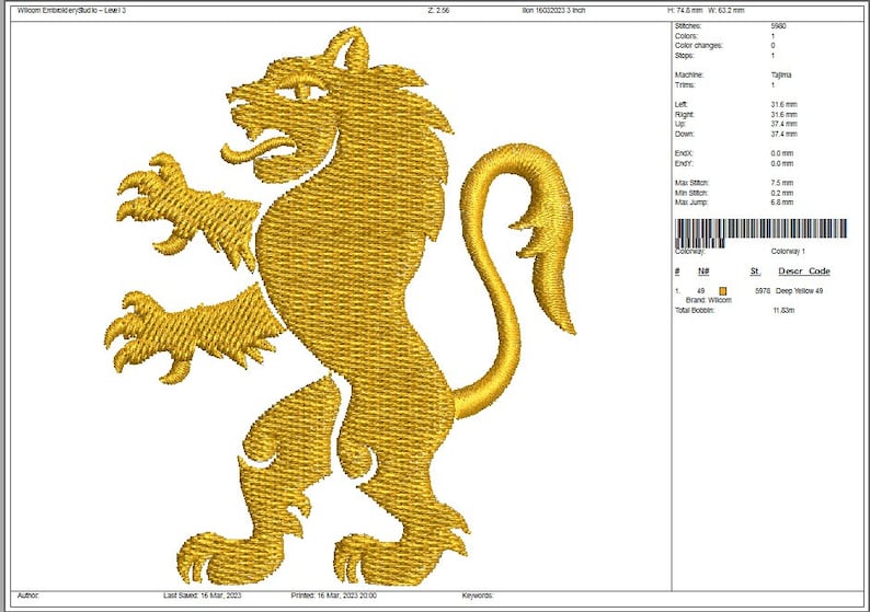 Heraldic Lion Machine Embroidery Design 2 Inch Hat Size - Etsy