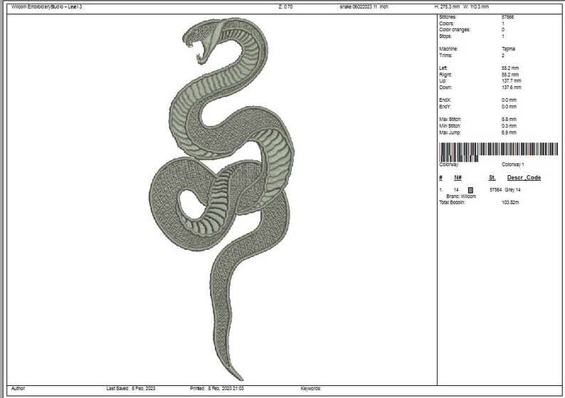 Snake Machine Embroidery Design Instantly Download - Etsy