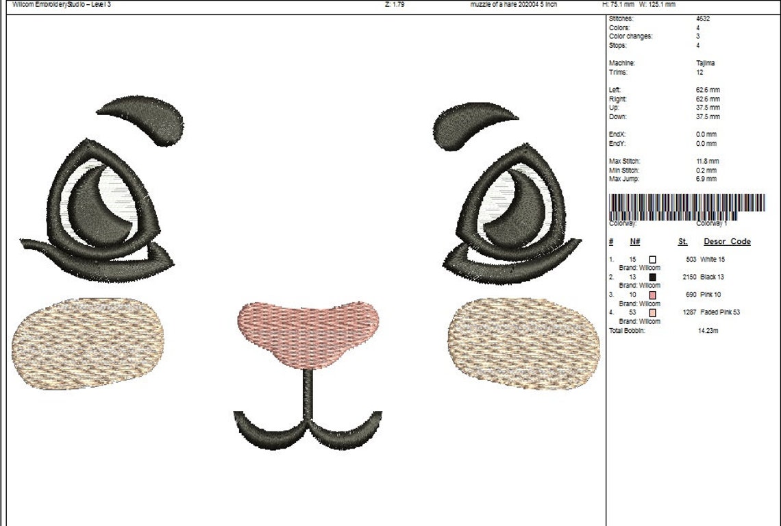 Bunny Face Easter Embroidery Face Embroidery Rabbit Machine | Etsy