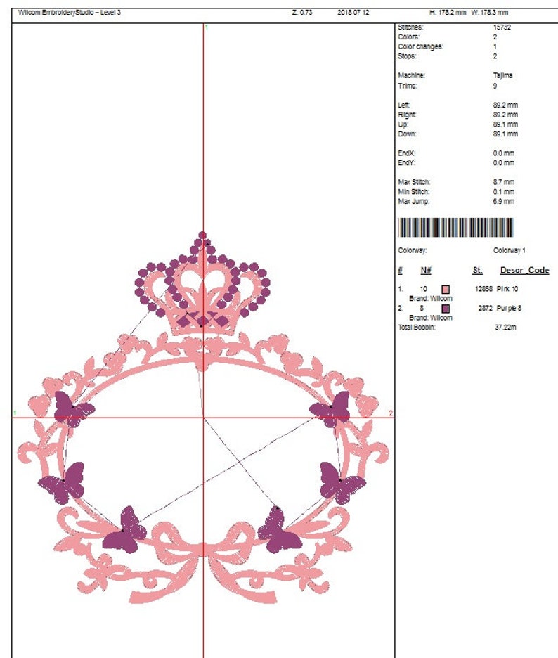 Crown and Frame With Butterflies / Monogram Frame Embroidery - Etsy