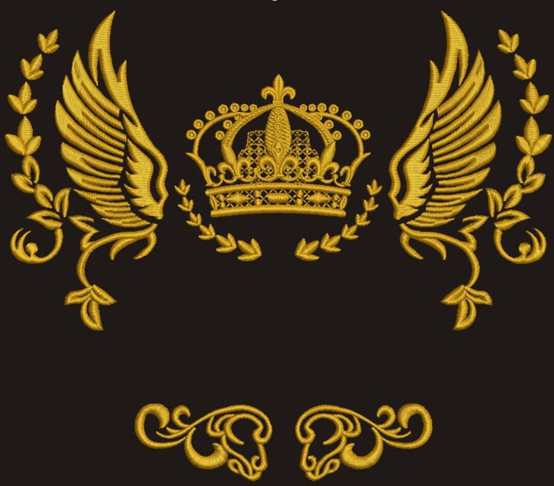 Crown and Wings , Machine Embroidery Design, the Inscription is Not ...