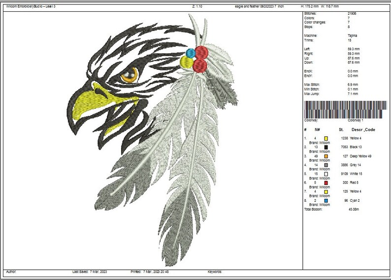 Bald Eagle and Two Feather Amulet Embroidery Machine - Etsy