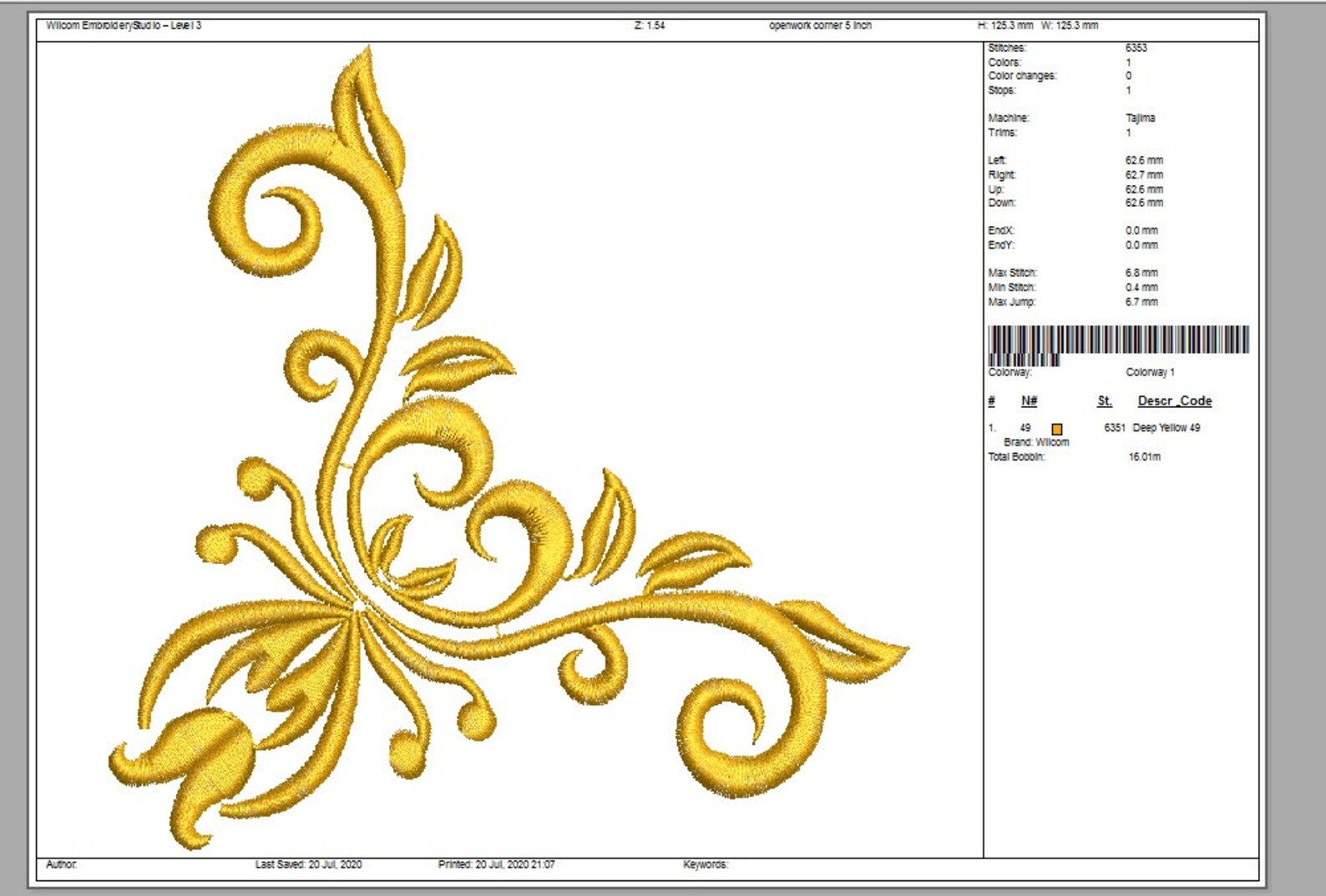 Corner Machine Embroidery Design Instantly Download - Etsy