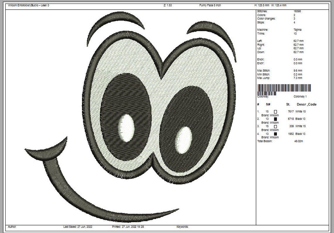 Funny Face Machine Embroidery Design Instant Download - Etsy