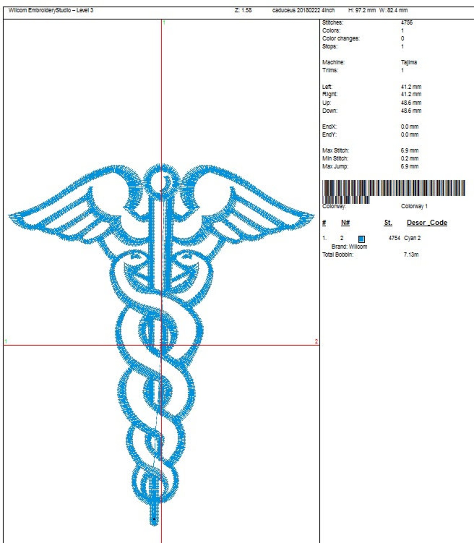 Caduceus Embroidery Medical Pattern Healthcare Design - Etsy