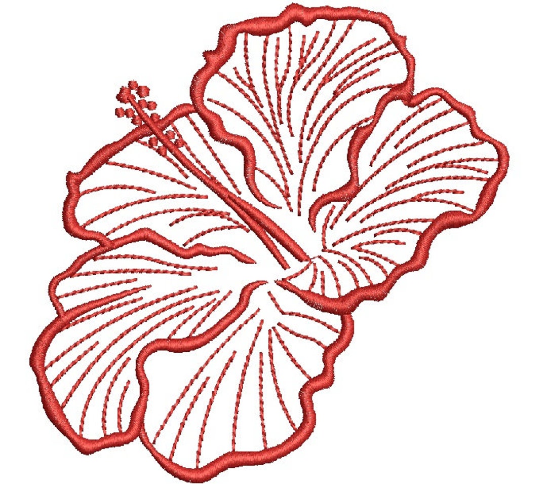 Red Hibiscus Machine Embroidery Design - Etsy