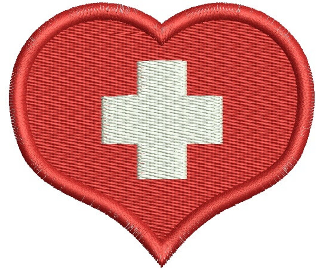 Heart and Medical Cross Red Cross Embroidery Medical Pattern - Etsy