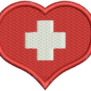 Heart and Medical Cross Red Cross Embroidery, Medical Pattern ...
