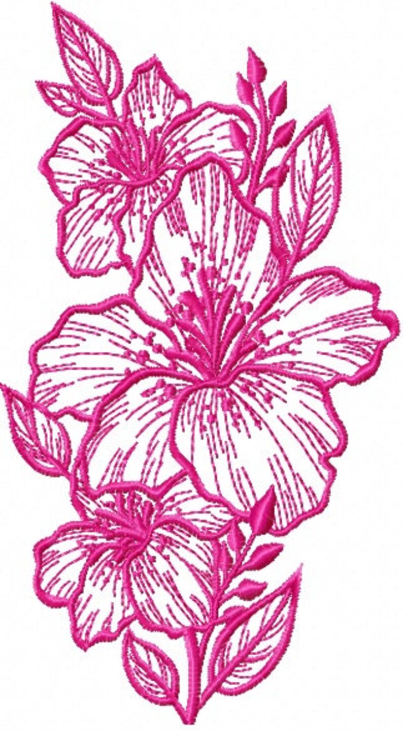 Bouquet Lilies Machine Embroidery Design Machine Embroidery - Etsy