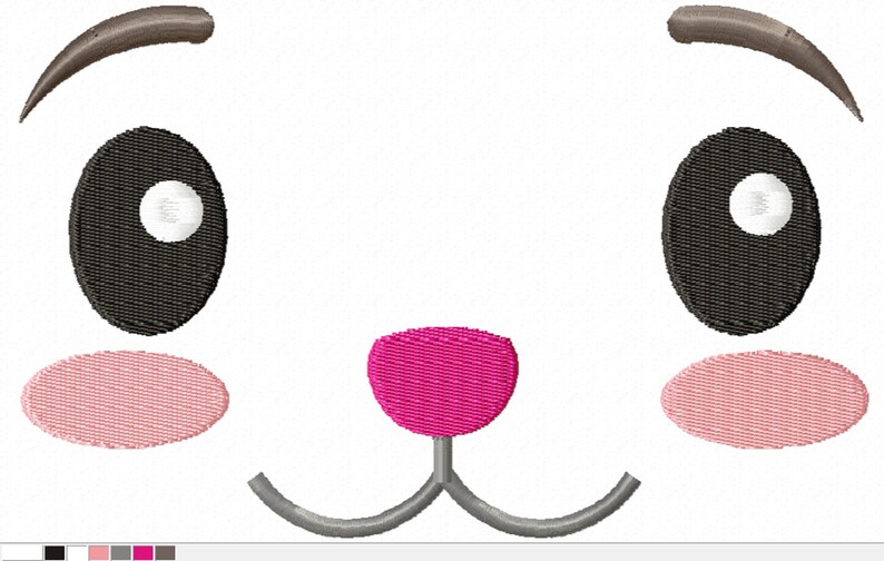 Cute Bunny Face Cartoon Funny Animal Easter Embroidery Face - Etsy