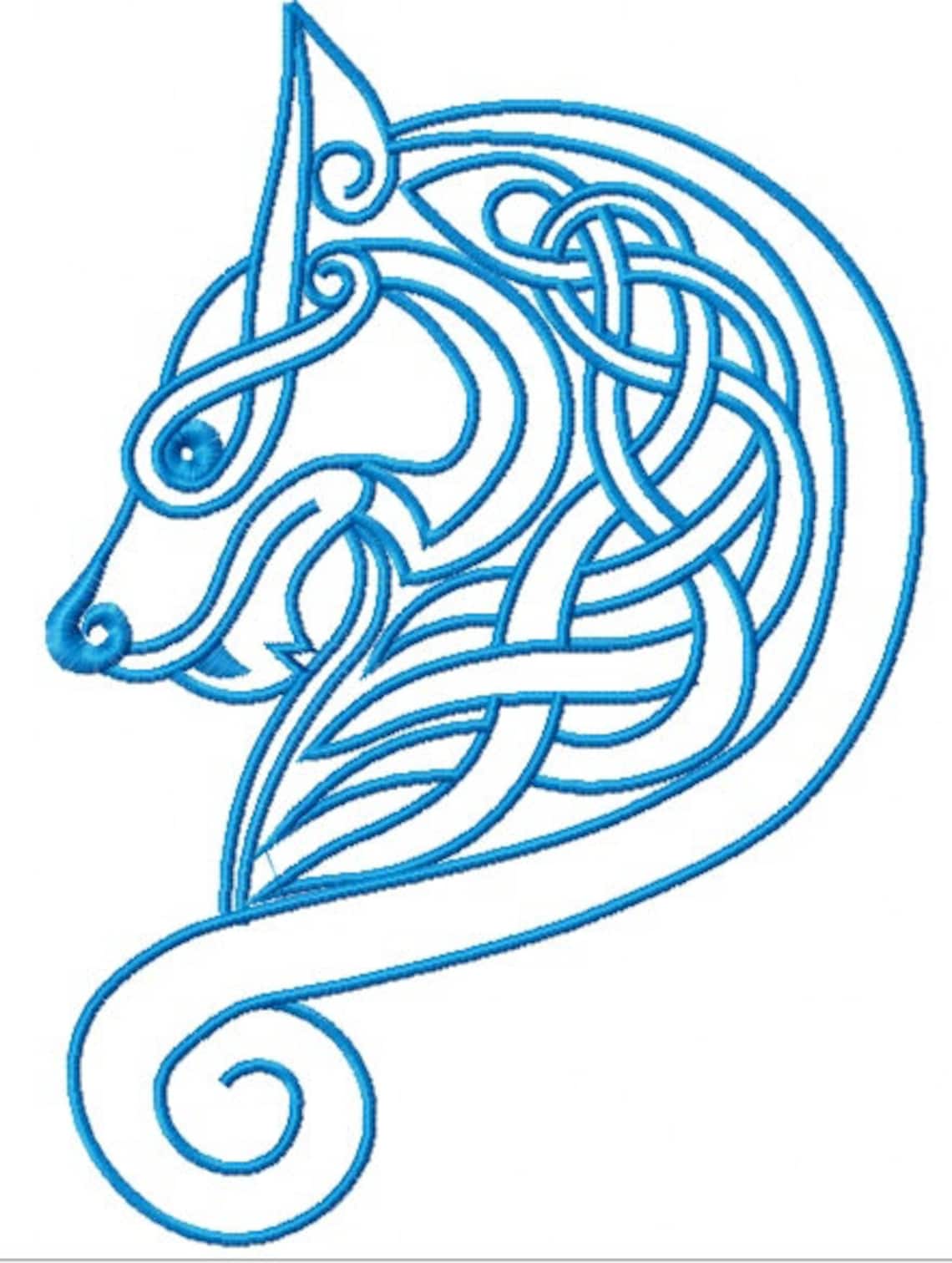 Wolf Celtic Pattern Machine Embroidery Design Instantly | Etsy