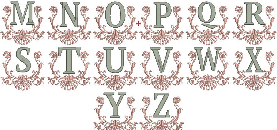 Victorian Pattern Font / Monogram Alphabet Machine Embroidery | Etsy