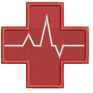 Medical Cross and Pulse Red Cross Embroidery, Medical Pattern ...