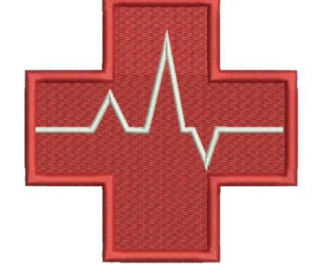 Medical Cross and Pulse Red Cross Embroidery Medical Pattern - Etsy
