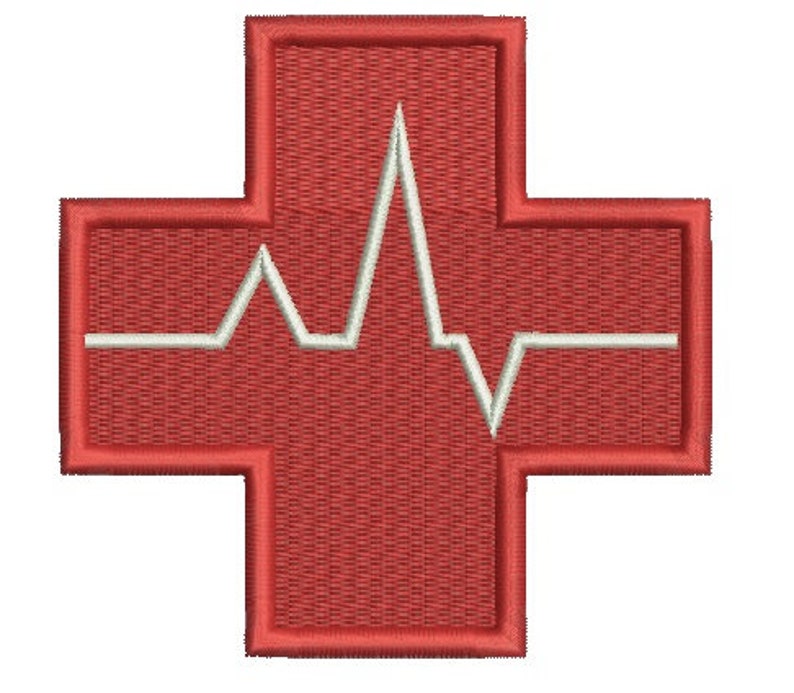 Medical Cross and Pulse Red Cross Embroidery Medical Pattern - Etsy