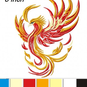 Red Gold Fire Phoenix Machine Embroidery Design, Instantly Download - Etsy