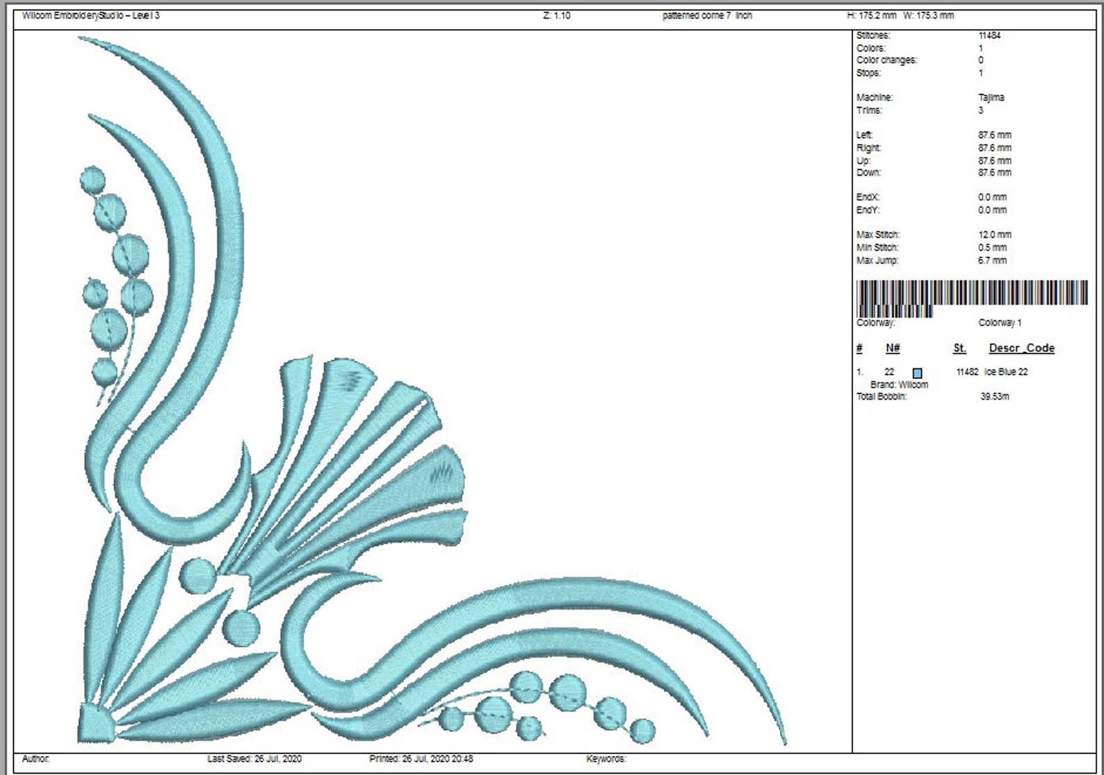 Patterned Corner Machine Embroidery Design Instantly Download - Etsy