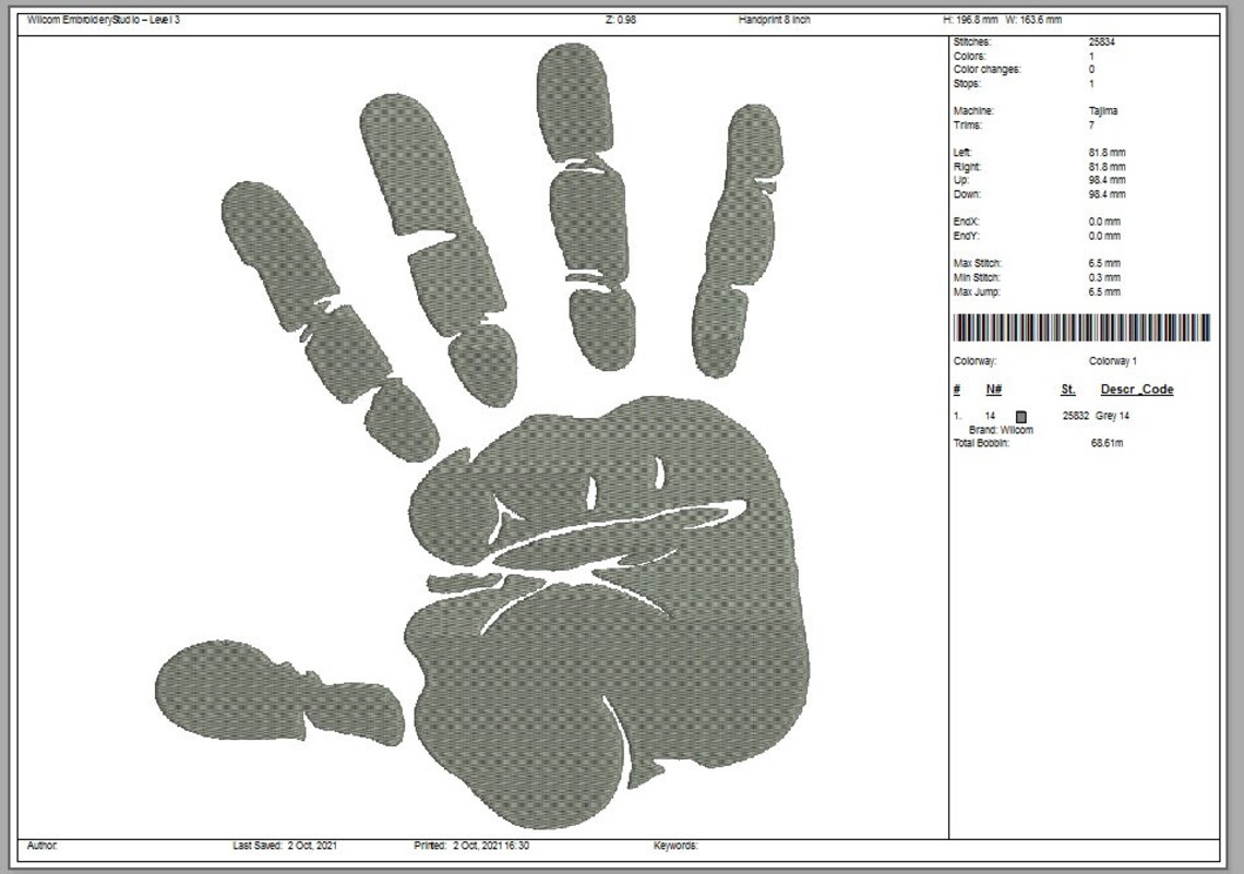 Hand Print Embroidery Design Machine Embroidery Design - Etsy