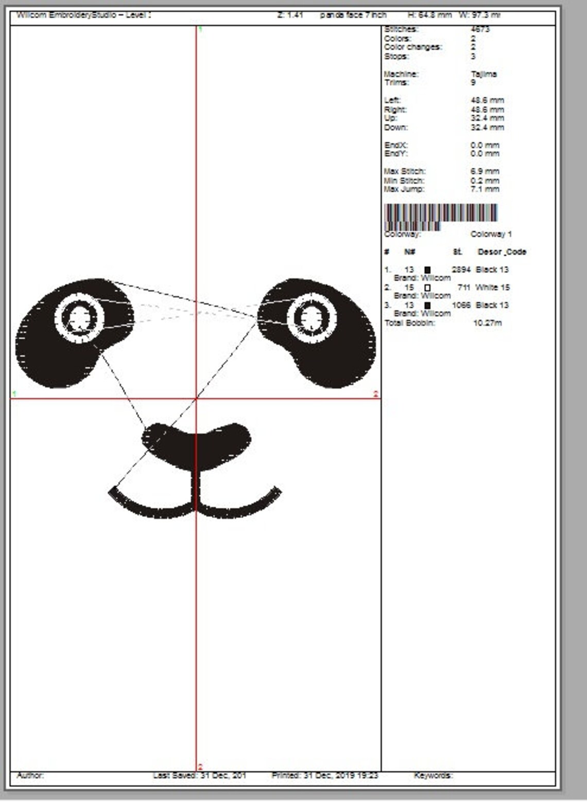 Panda Face Eyes and Nose Machine Embroidery Designs | Etsy