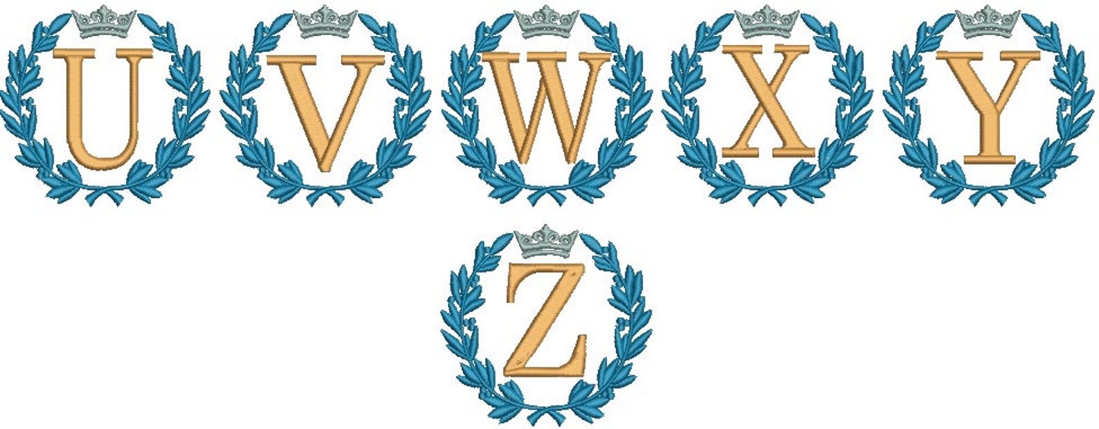 Gold Wreath and Crown Font / Monogram Alphabet Machine | Etsy